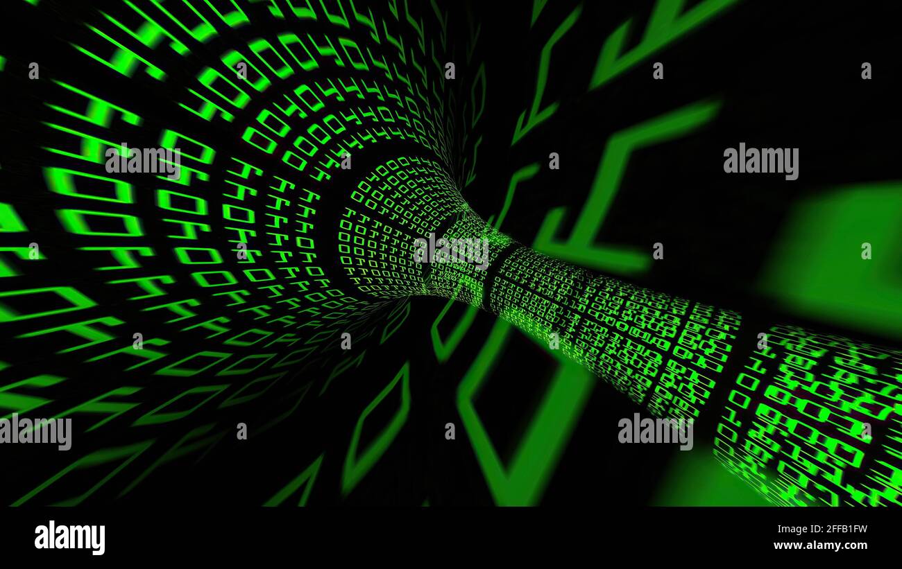 Driving through binary data tunnel Stock Photo - Alamy