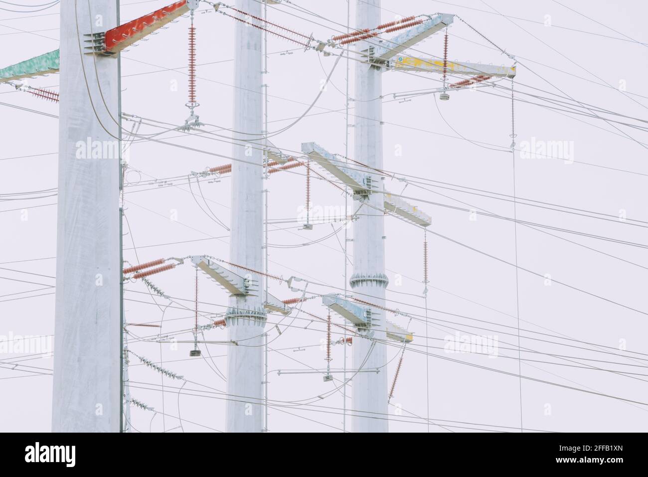 pole frames and wires in substations Stock Photo - Alamy