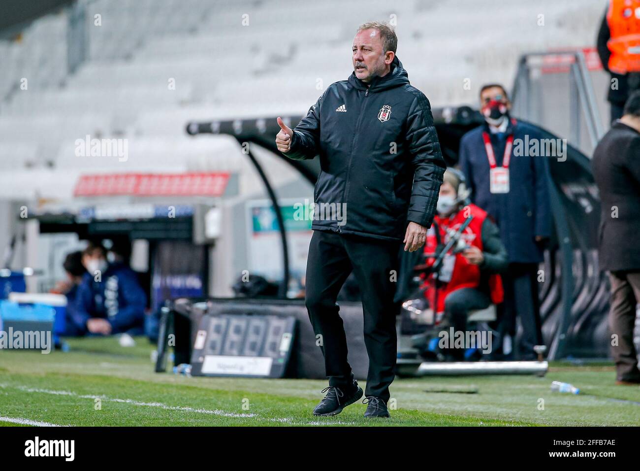 ISTANBUL, TURKEY - APRIL 24: headcoach Sergen Yalcin of Besiktas during ...