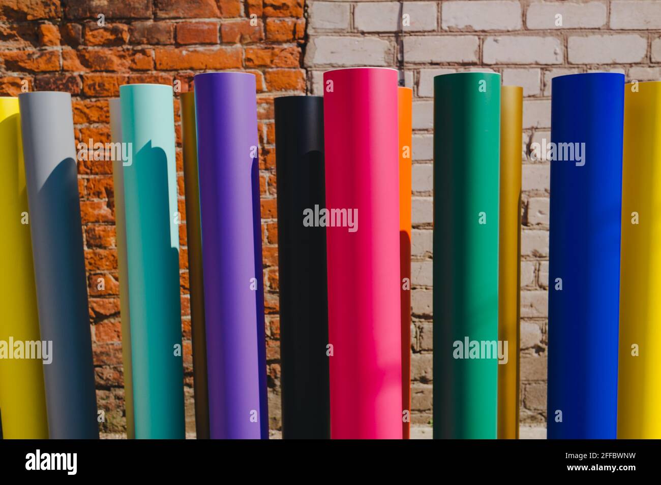 Row of various colored vinyl car wrapping or plotter cutting sticker ...