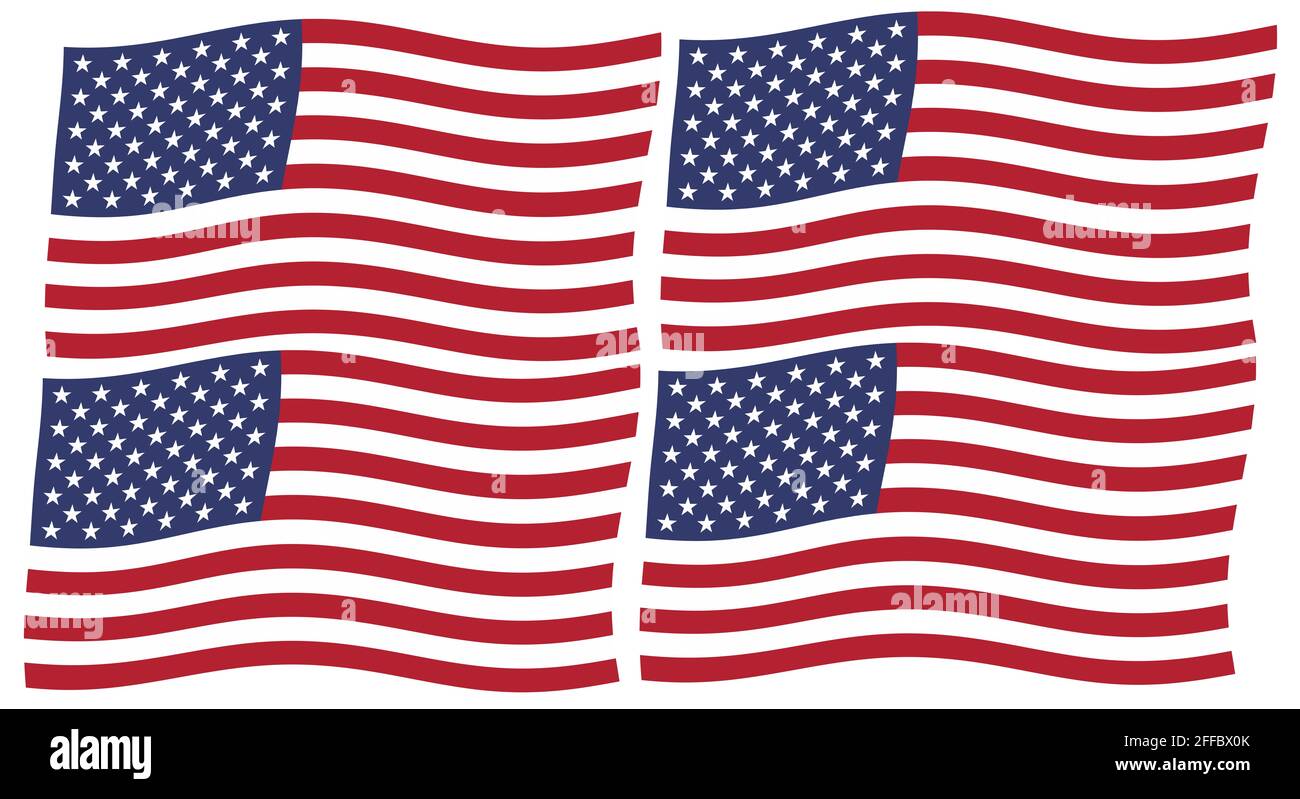 Four American flags of the United States Stock Photo - Alamy