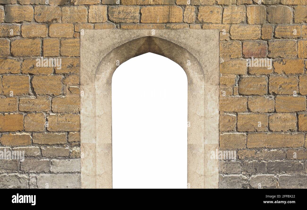 Ancient portal gateway in old stone wall, with blank copy space Stock ...