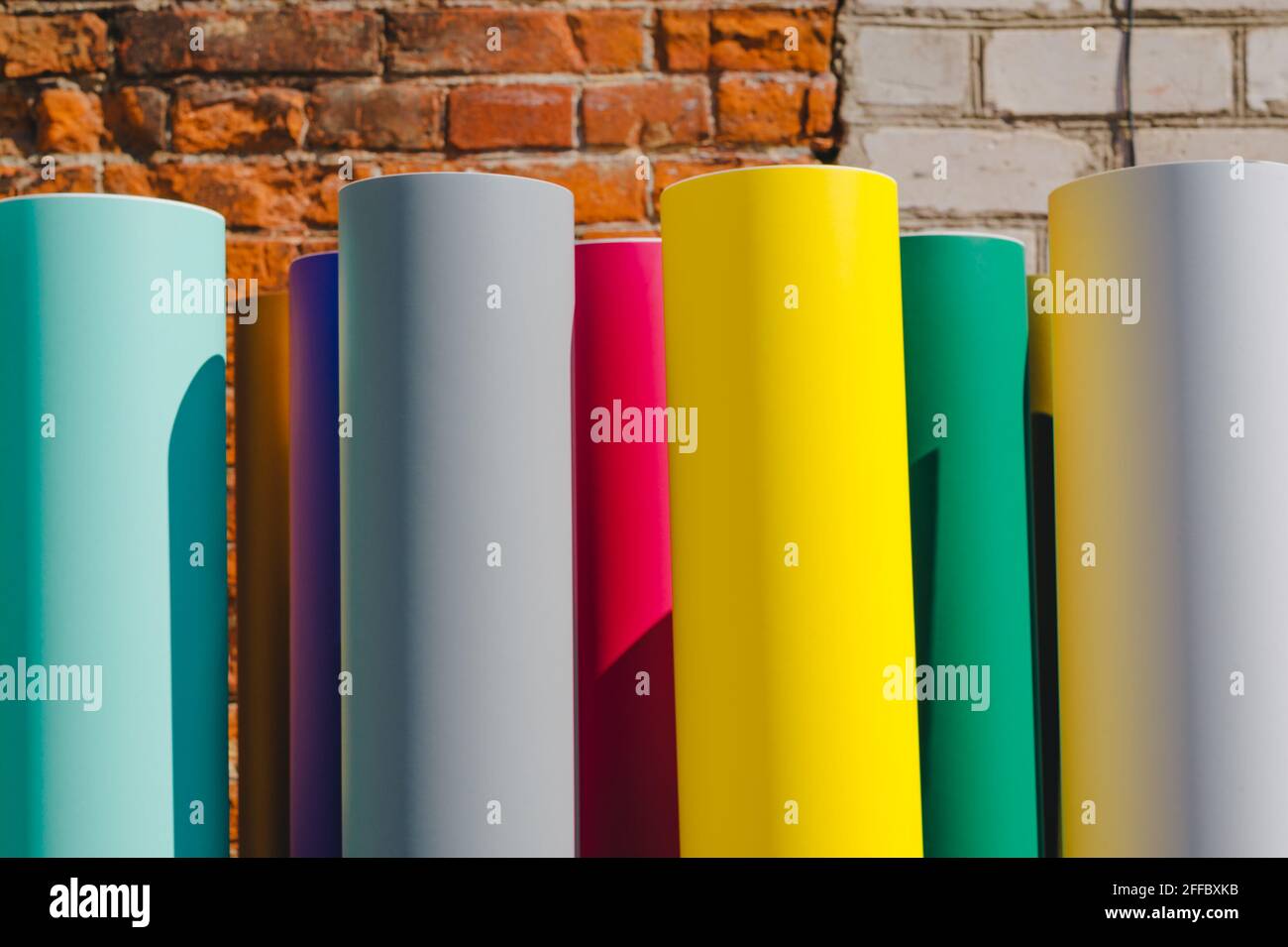 Row of various colored vinyl car wrapping or plotter cutting sticker ...