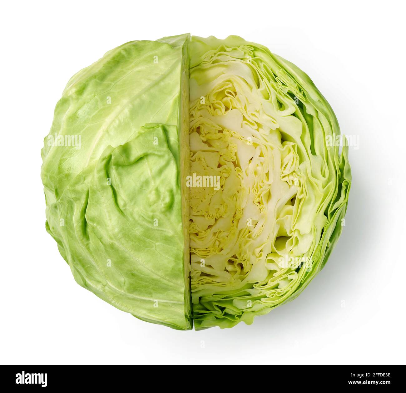 fresh raw cabbage isolated on white background, top view Stock Photo ...