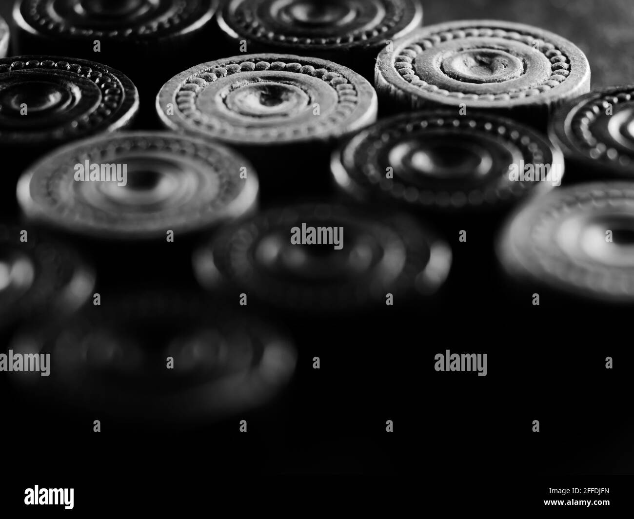 Grayscale shot of draughts pieces Stock Photo - Alamy