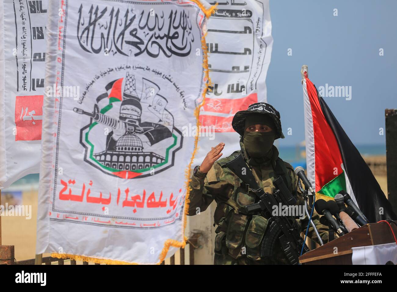 Gaza City, The Gaza Strip, Palestine. 24th Apr, 2021. Members of the ...