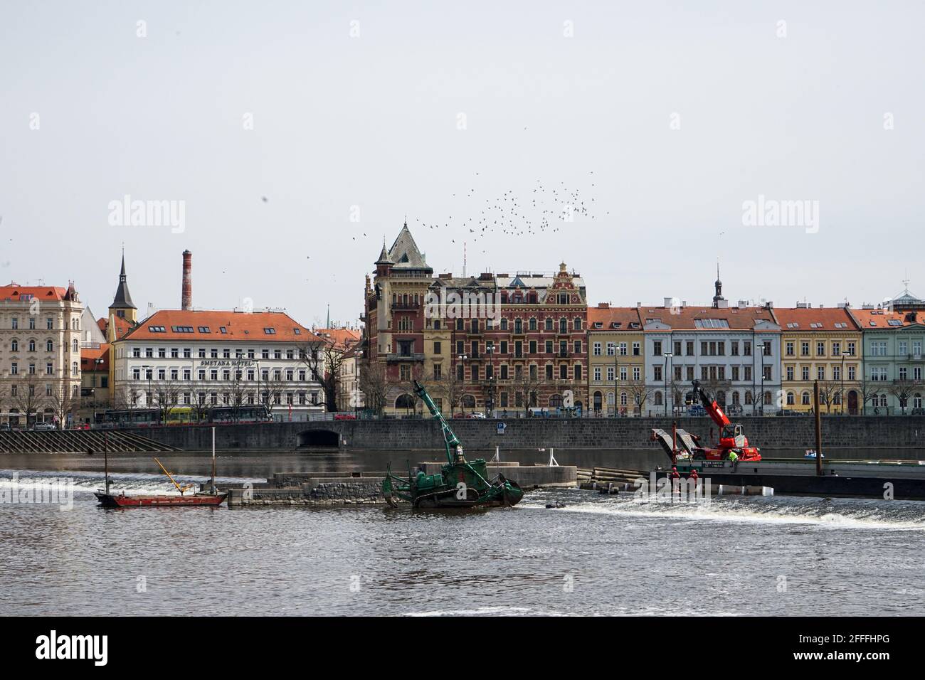 Beautiful shot of Vltava Moldau river, Prague Czechia Stock Photo - Alamy