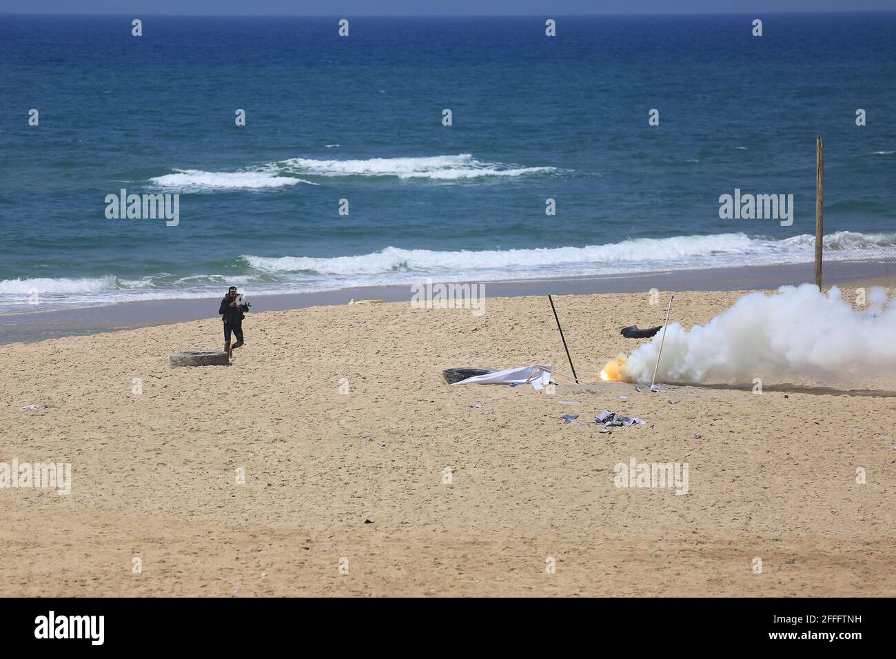 Gaza City, The Gaza Strip, Palestine. 24th Apr, 2021. Members of the ...
