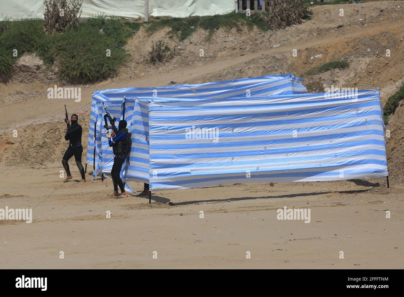 Gaza City, The Gaza Strip, Palestine. 24th Apr, 2021. Members of the ...