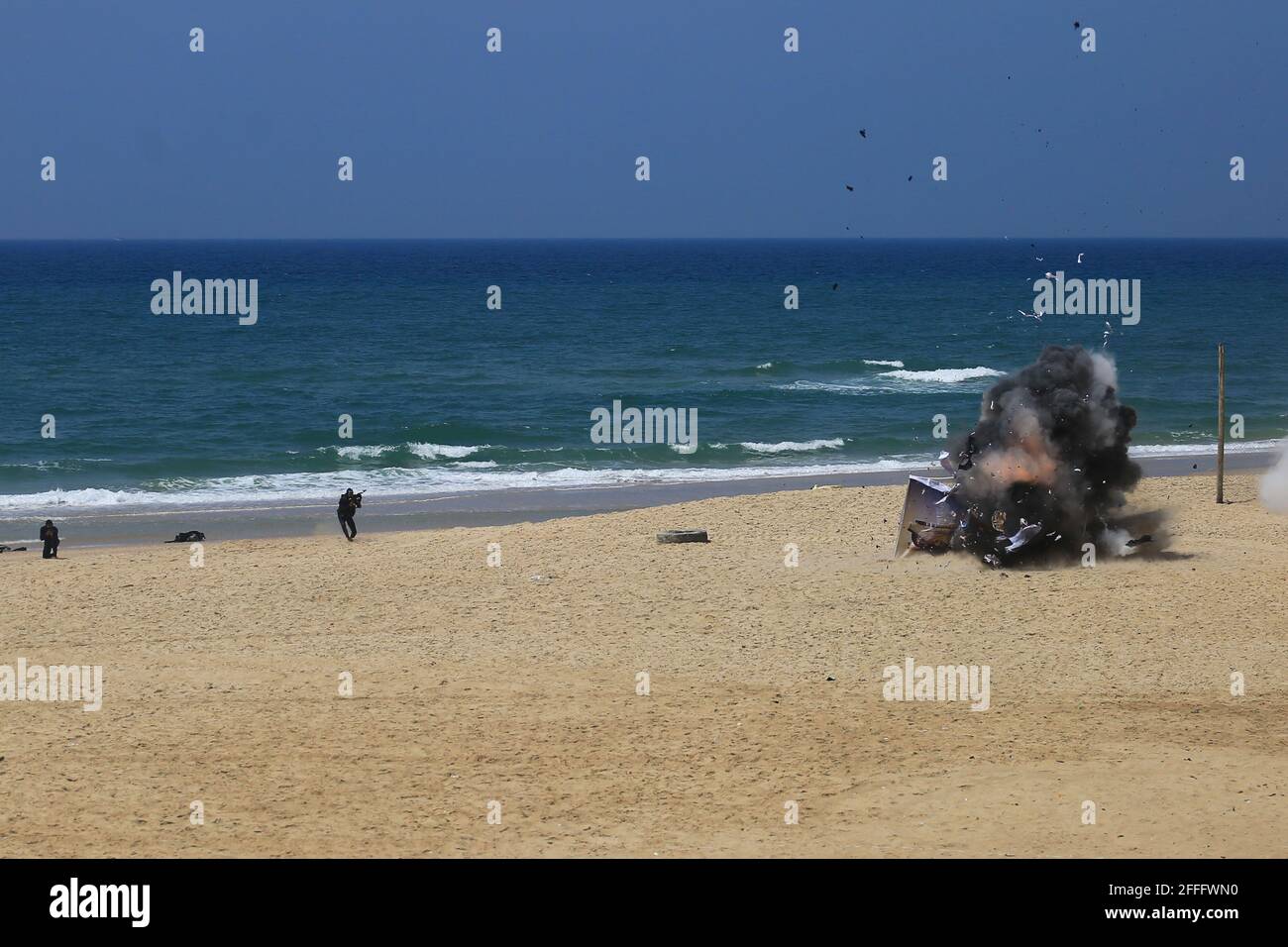 Gaza City, The Gaza Strip, Palestine. 24th Apr, 2021. Members of the ...