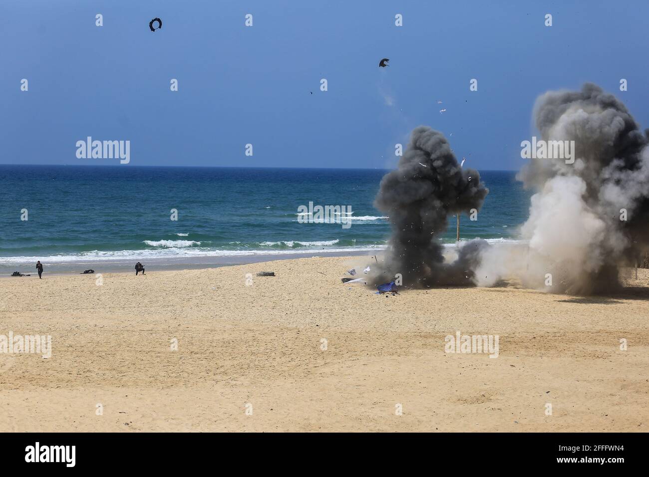 Gaza City, The Gaza Strip, Palestine. 24th Apr, 2021. Members of the ...