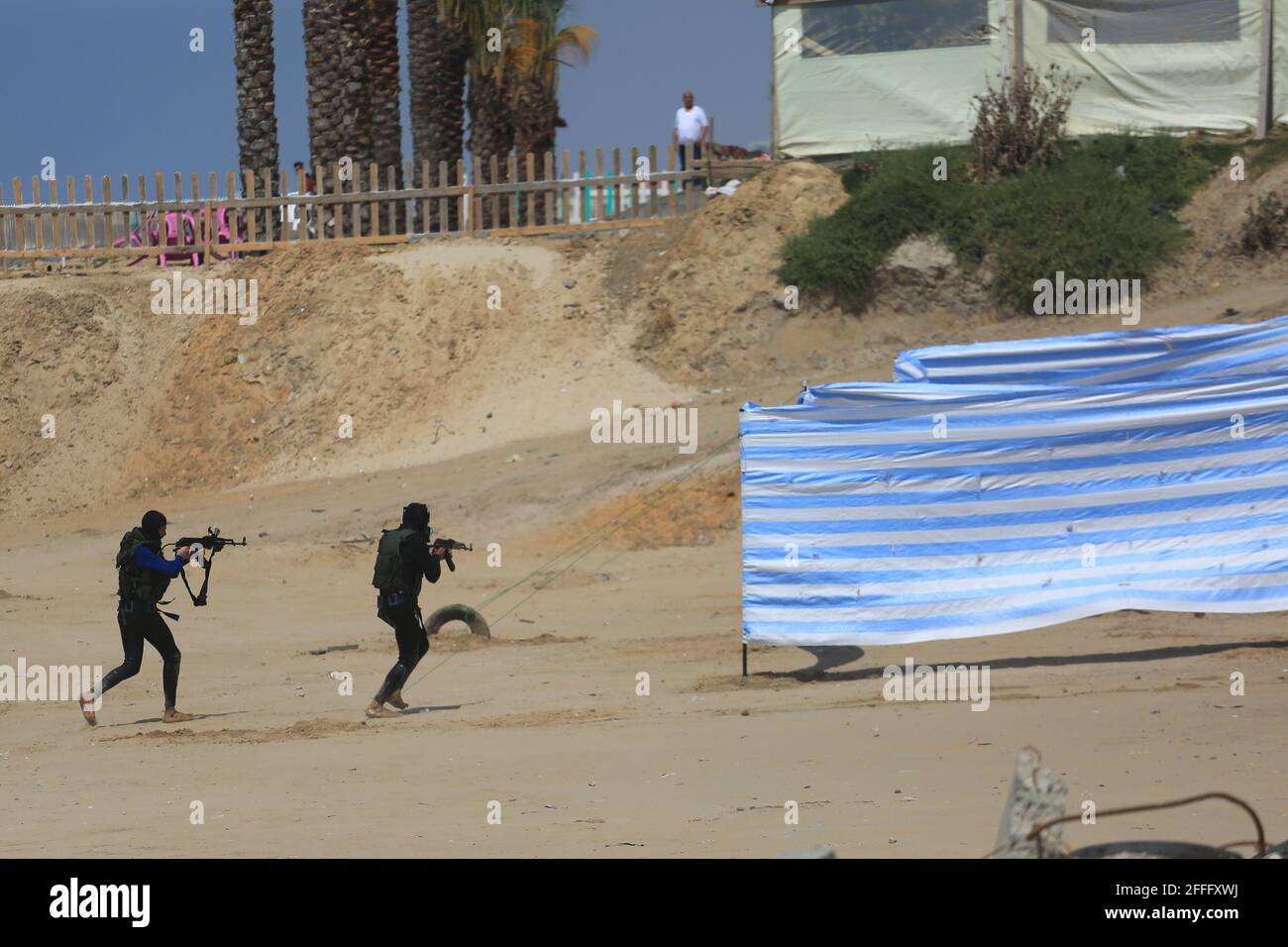 Gaza City, The Gaza Strip, Palestine. 24th Apr, 2021. Members of the ...