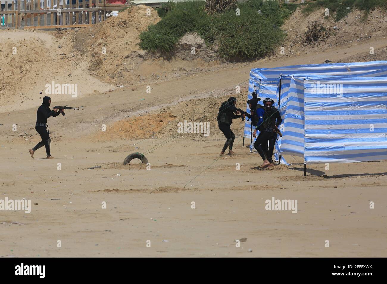 Gaza City, The Gaza Strip, Palestine. 24th Apr, 2021. Members of the ...