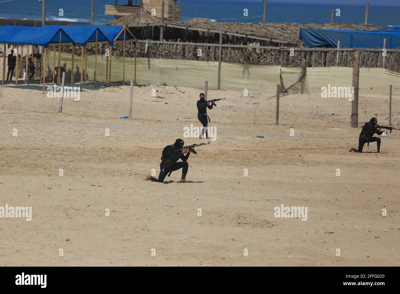 Gaza City, The Gaza Strip, Palestine. 24th Apr, 2021. Members of the ...
