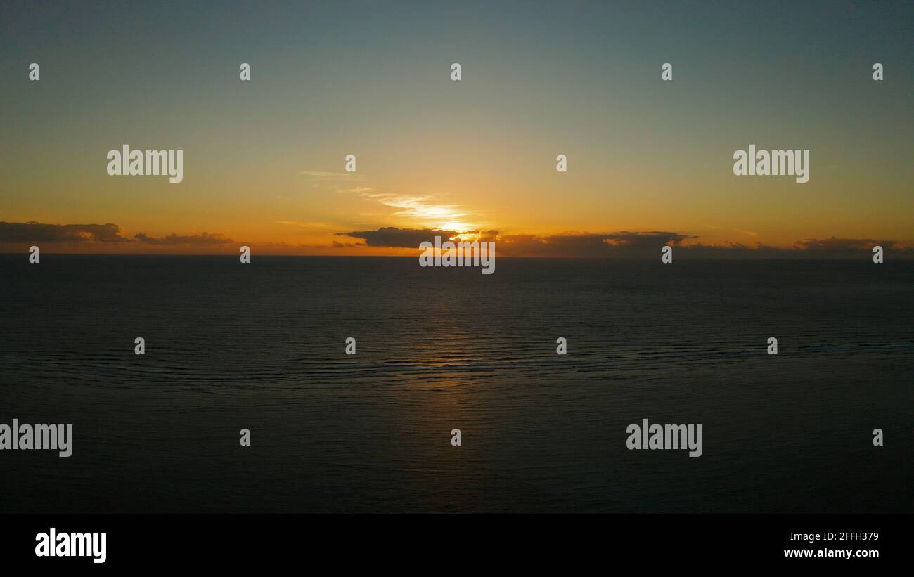 Colorful sunrise over sea, top view. Sunrise over ocean. Philippines ...
