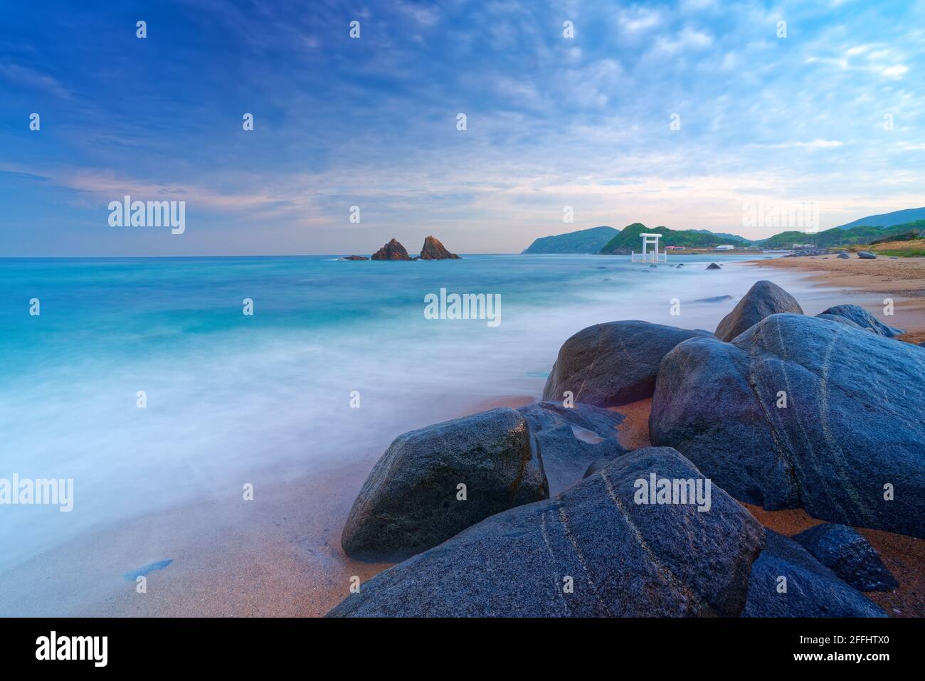 Sakurai Futamigaura's sacred Couple Stones and torii gate view from de ...