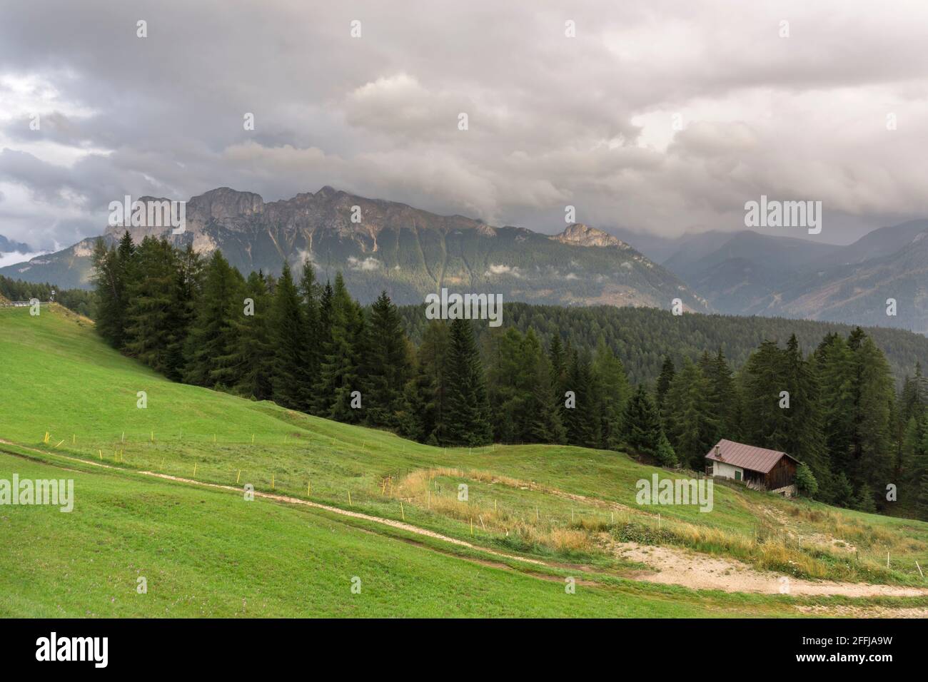 landscape and houses in vigo di fassa in Trentino Alto Adige in Italy ...