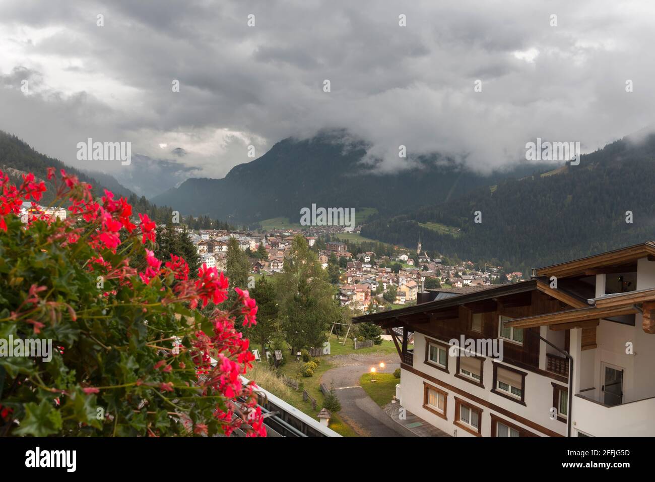 landscape and houses in vigo di fassa in Trentino Alto Adige in Italy ...