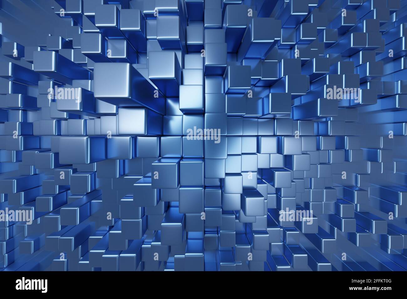 Blue cubic shapes background. 3d illustration Stock Photo - Alamy