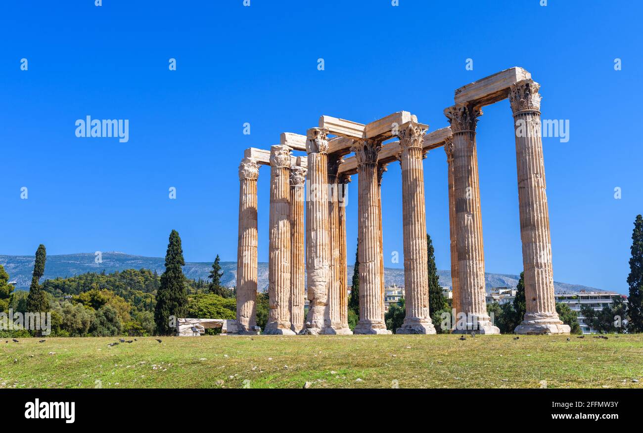 Temple of Olympian Zeus in Athens, Greece, Europe. Ancient building of ...