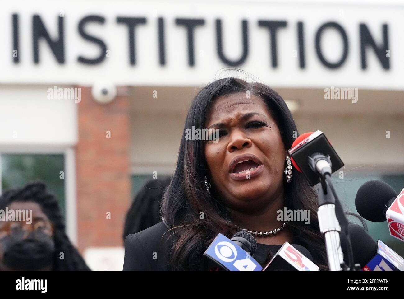 St. Louis, United States. 24th Apr, 2021. An upset U.S. Rep. Cori Bush ...
