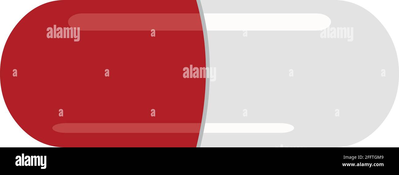 Vector emoticon illustration of a white and red capsule pill Stock ...
