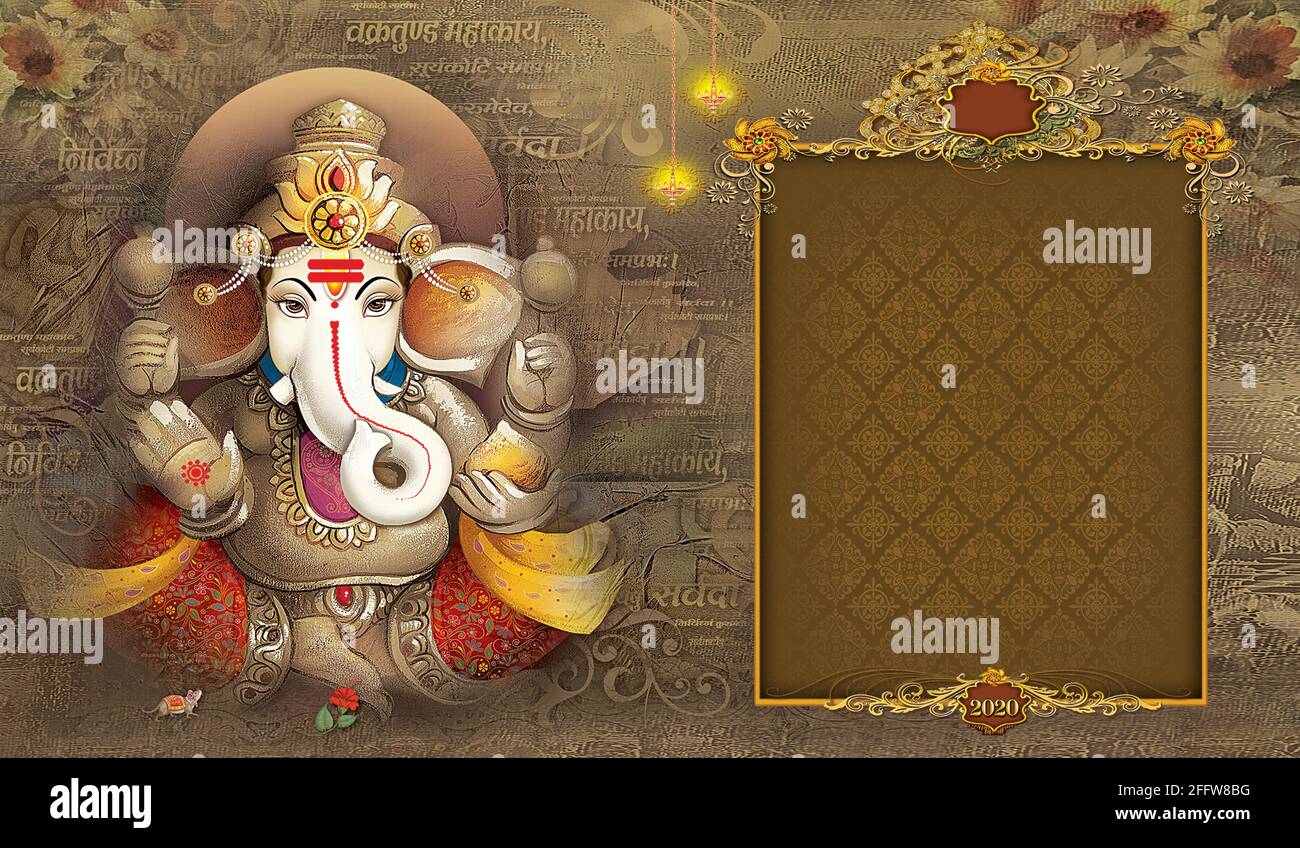 High-Resolution Indian Gods Lord Ganesha Digital Painting Calendar ...