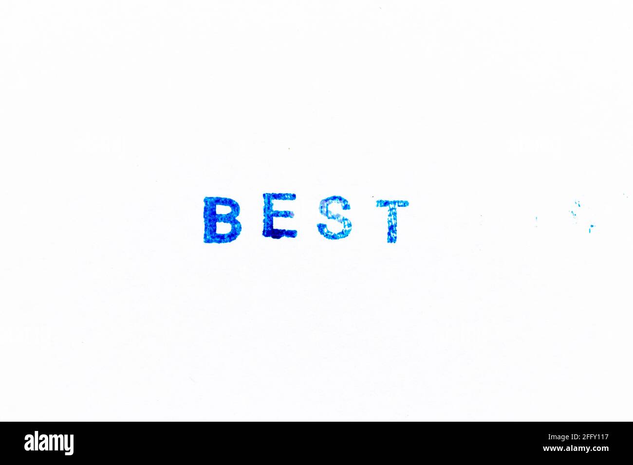 Blue color ink of rubber stamp in word best on white paper background ...