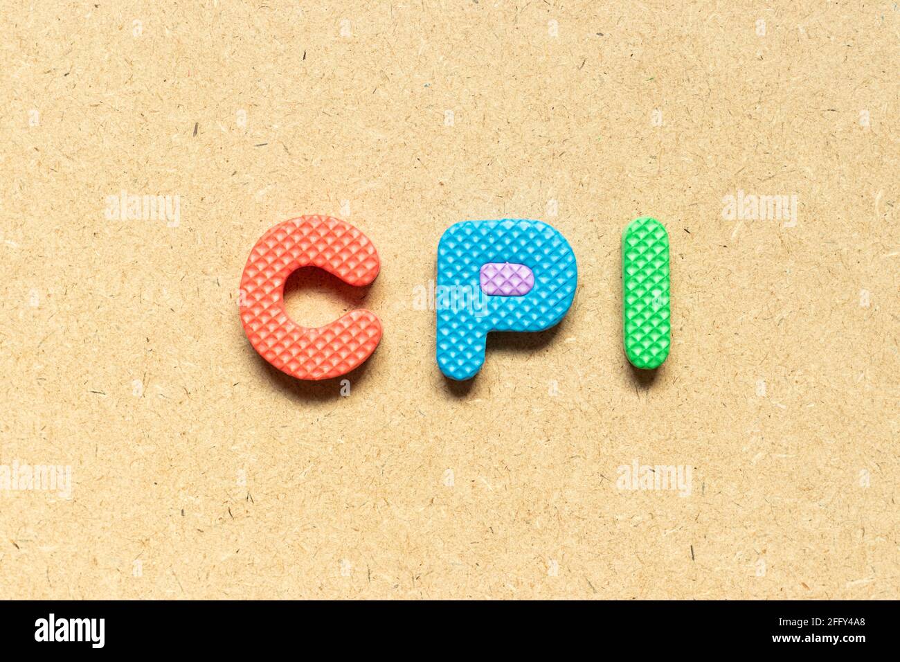 Foam alphabet letter in word CPI (abbreviation of Consumer Price Index ...