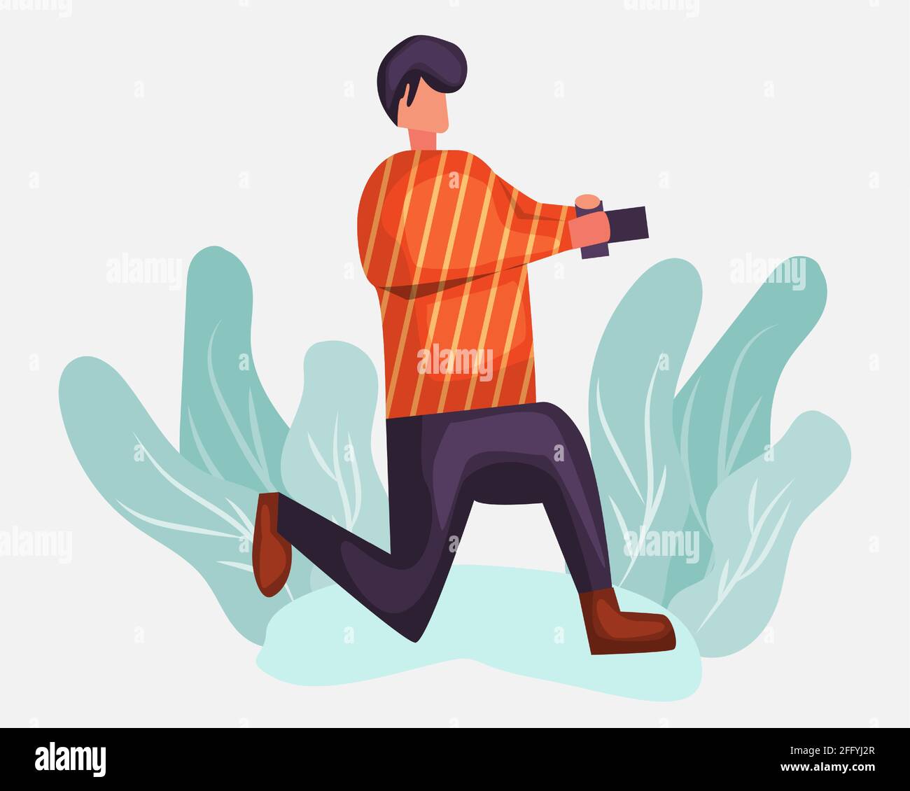 young man take a picture with camera vector illustration in flat style ...