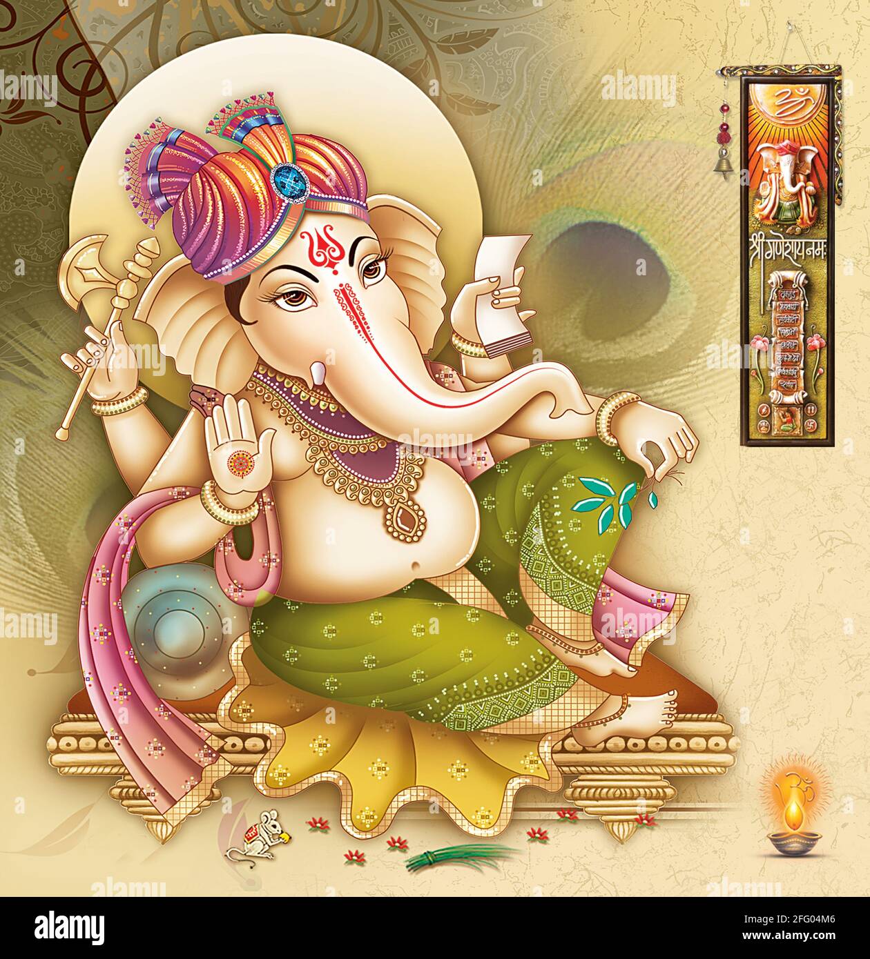 High-Resolution Indian Gods Lord Ganesha Digital Painting Stock Photo ...