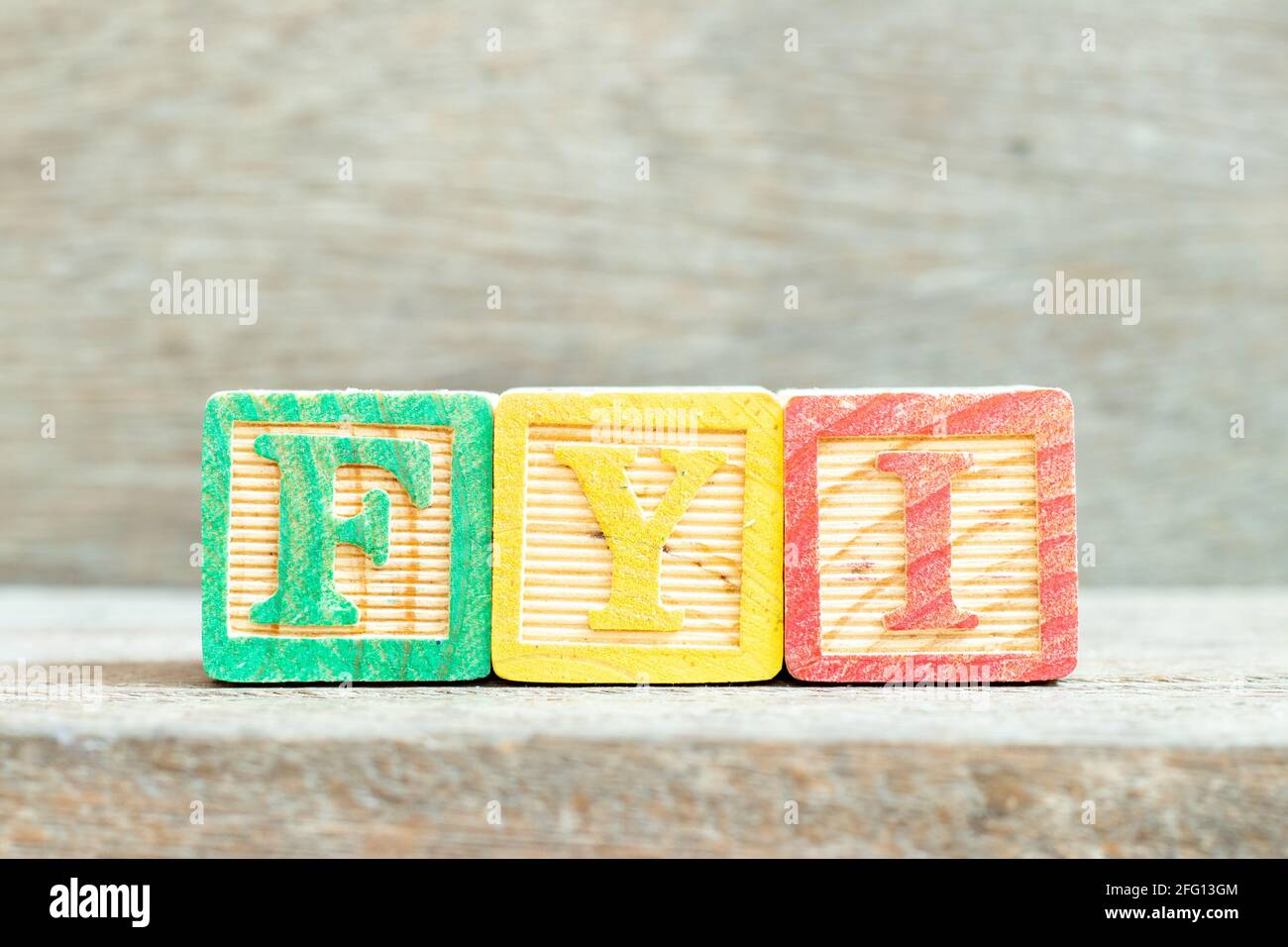 Color alphabet letter block in word FYI (Abbreviation of For your ...