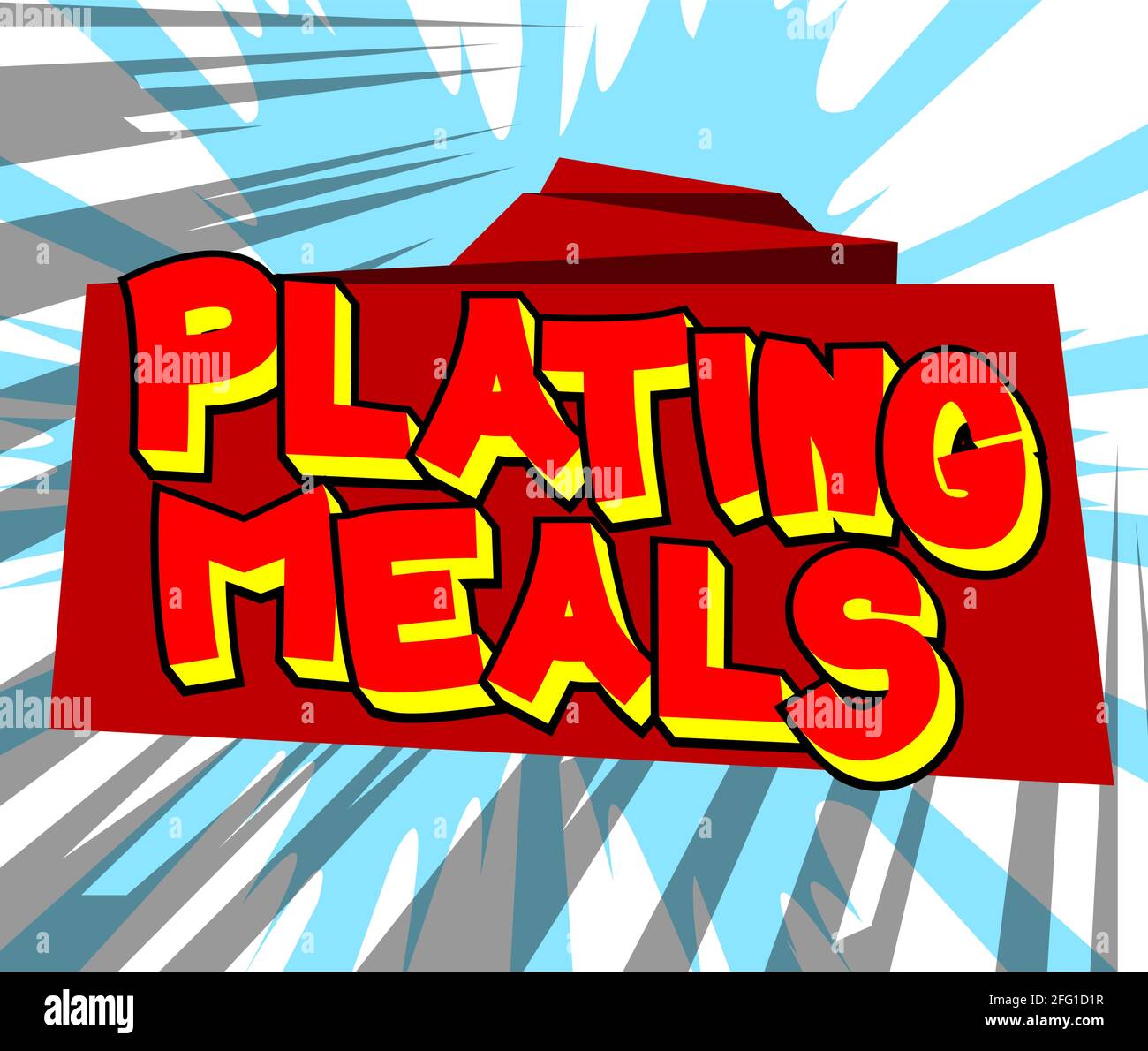 Plating Meals - Comic book style text. Restaurant event related words ...