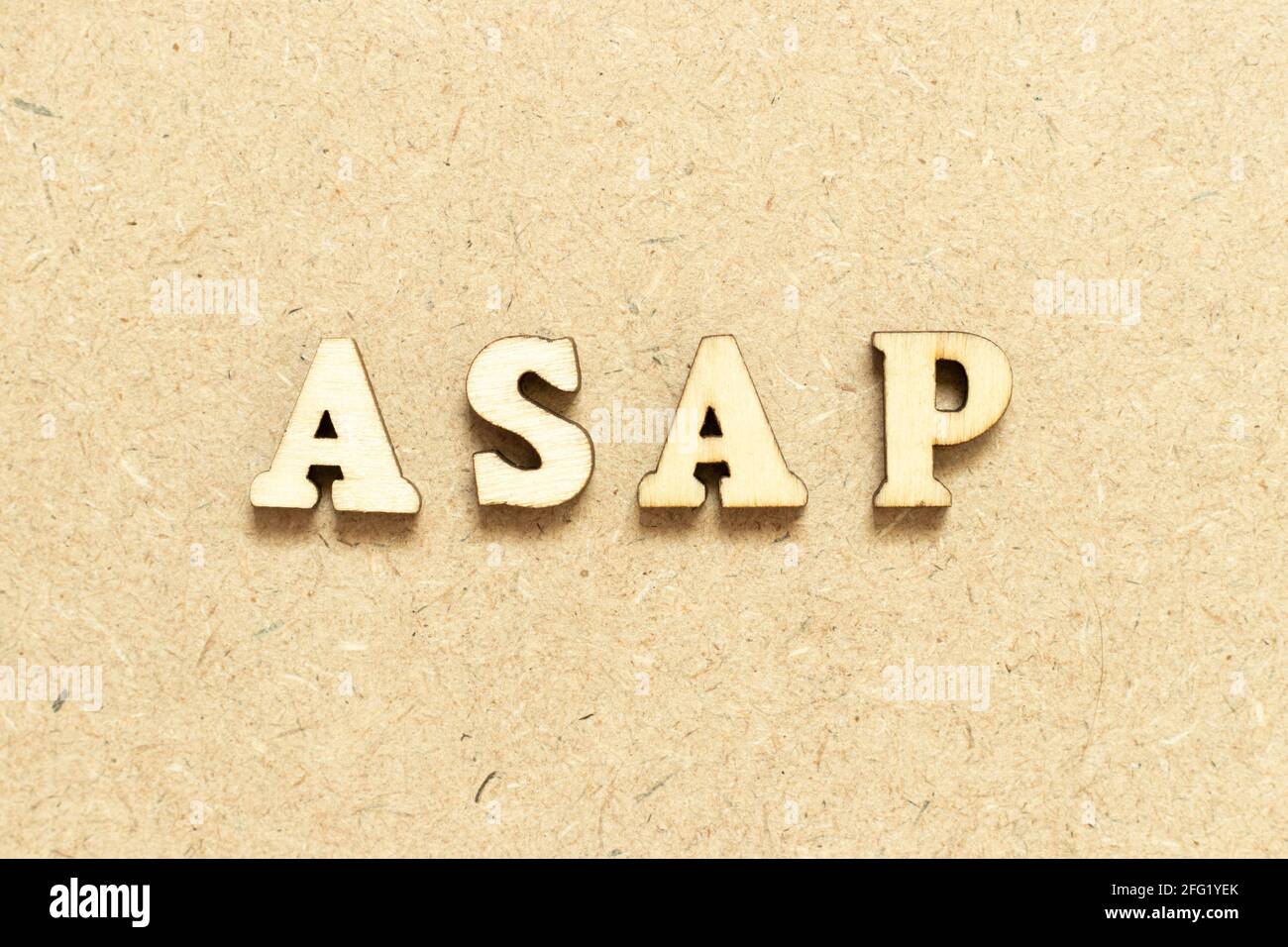 Alphabet letter in word ASAP (Abbreviation of as soon as possible) on ...