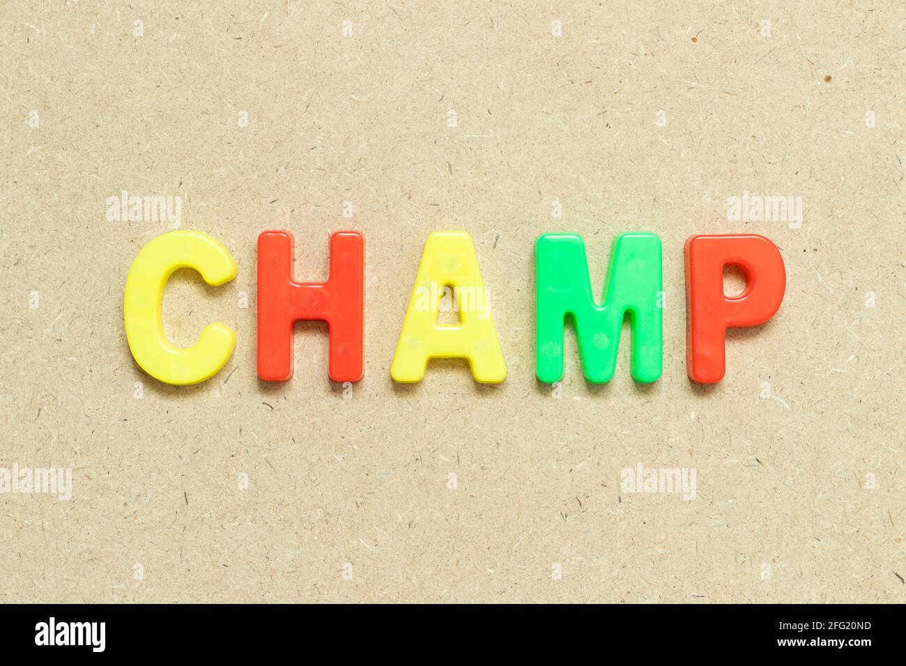 Color alphabet letter with word champ on wood background Stock Photo ...