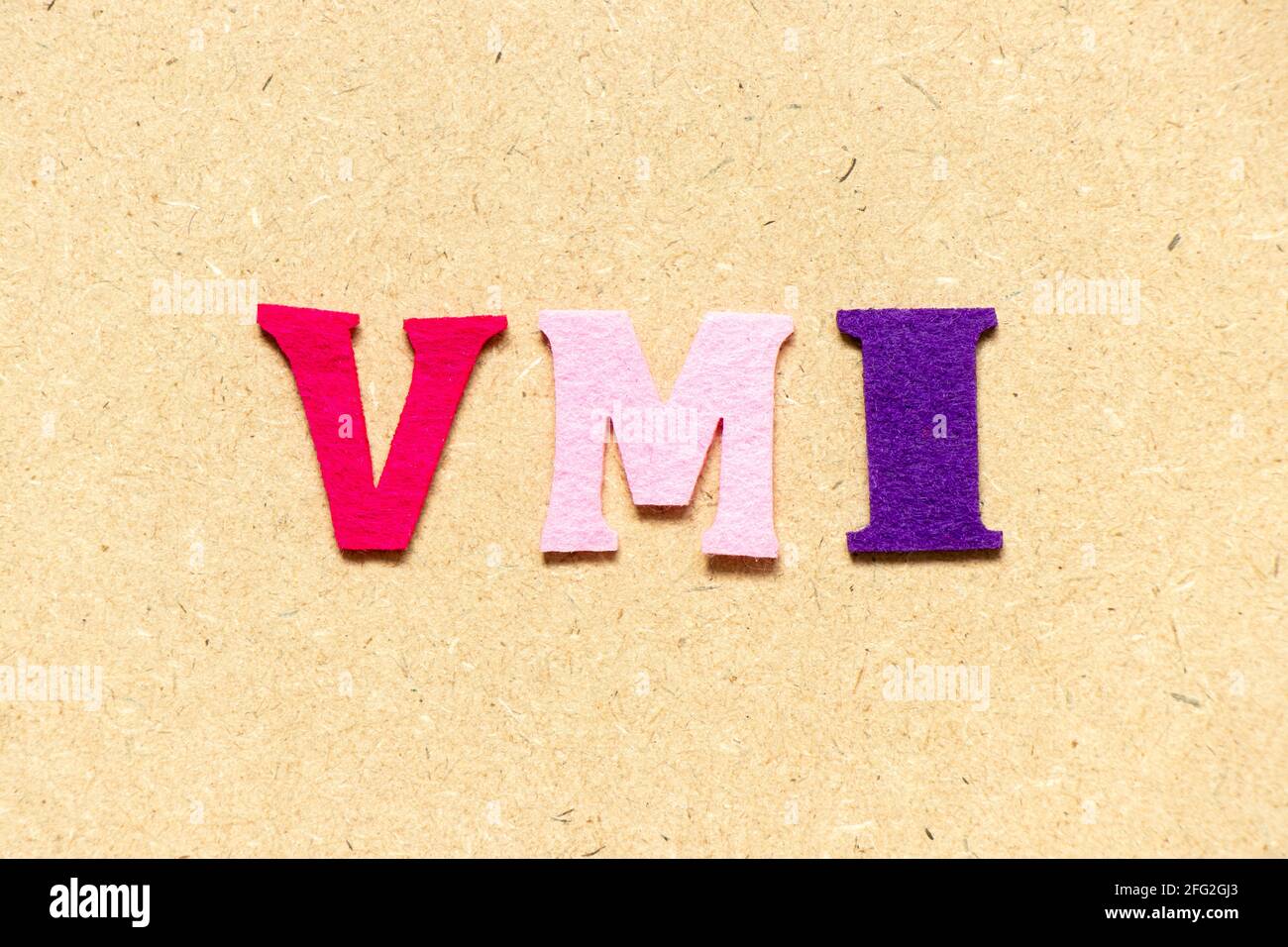 Color cloth alphabet letter in word VMI (abbreviation of vendor managed ...
