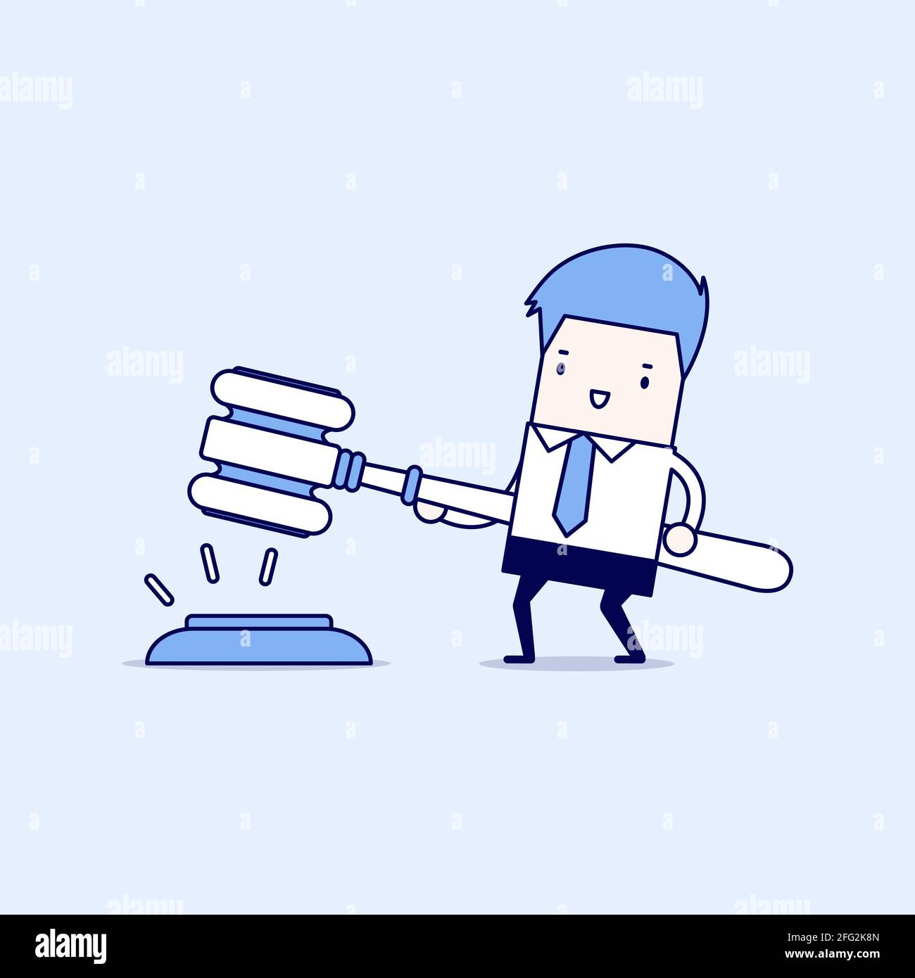 Businessman hold a big gavel in hands for justice. Cartoon character ...