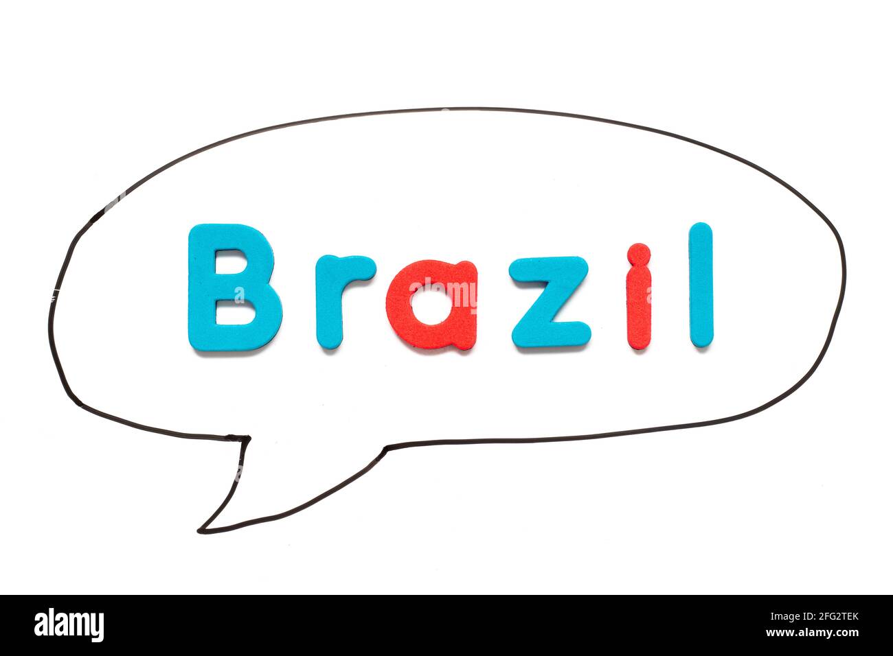 Alphabet letter with word Brazil in black line hand drawing as bubble ...