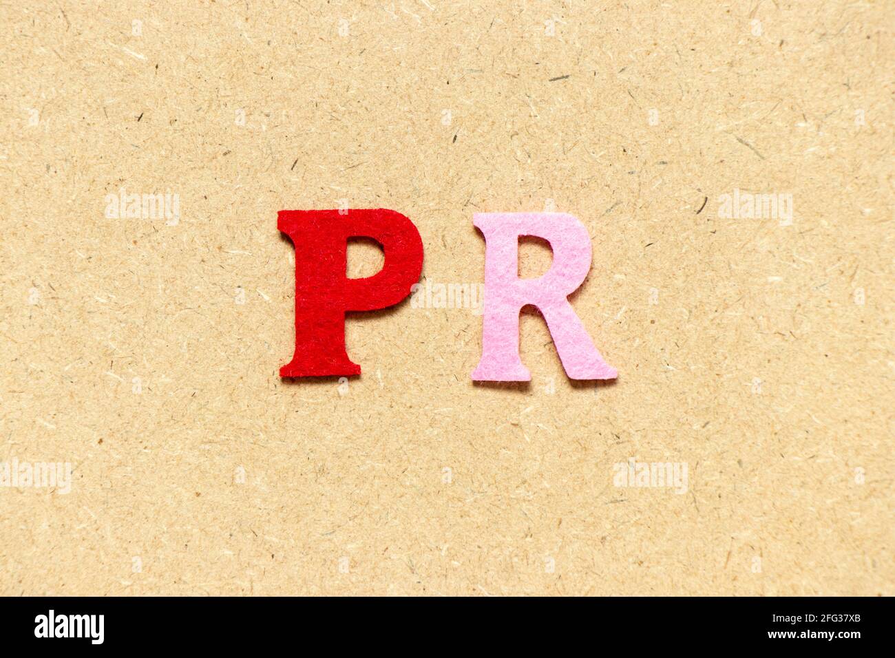 Color cloth alphabet letter in word PR (Abbreviation of purchase ...