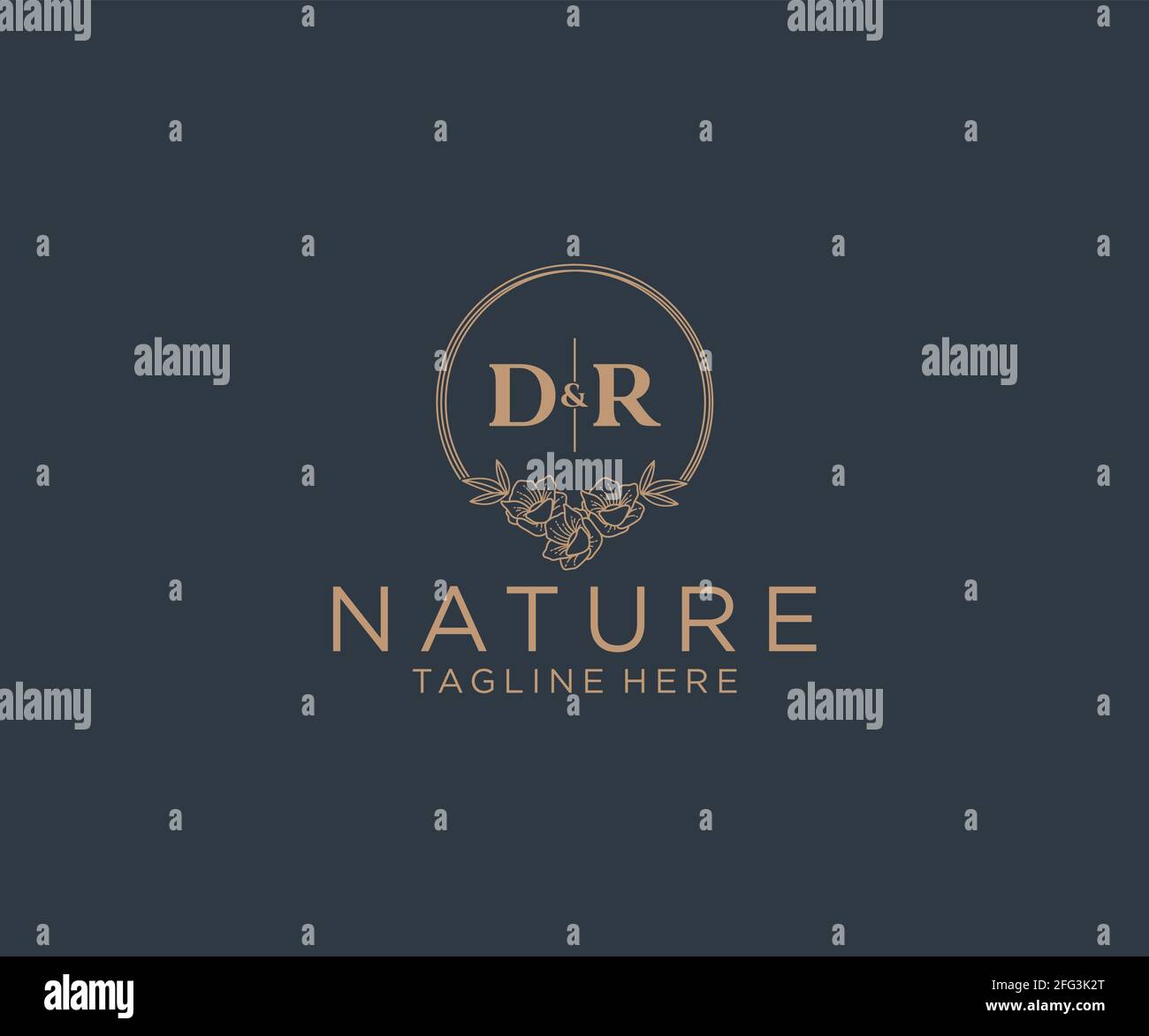 DR letters floral frames. Botanical feminine editable premade monoline ...