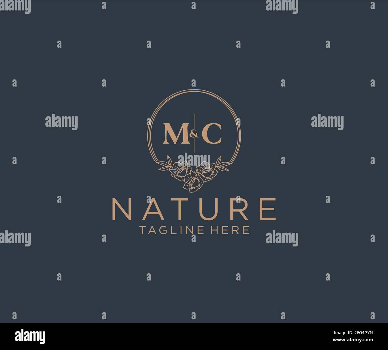 MC letters floral frames. Botanical feminine editable premade monoline ...