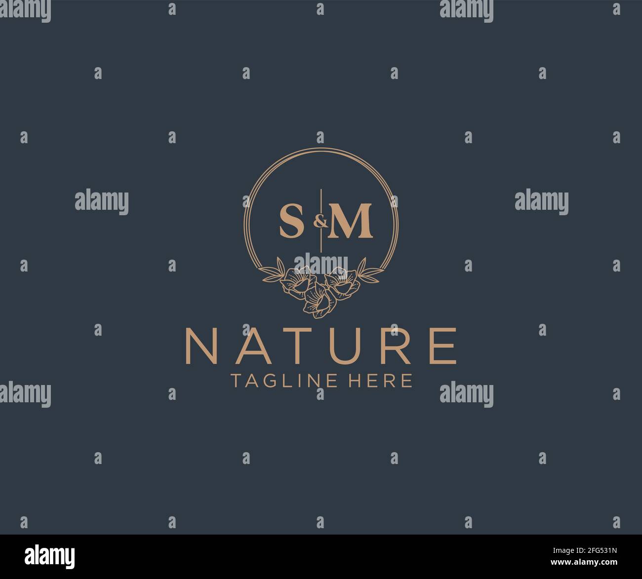SM letters floral frames. Botanical feminine editable premade monoline ...