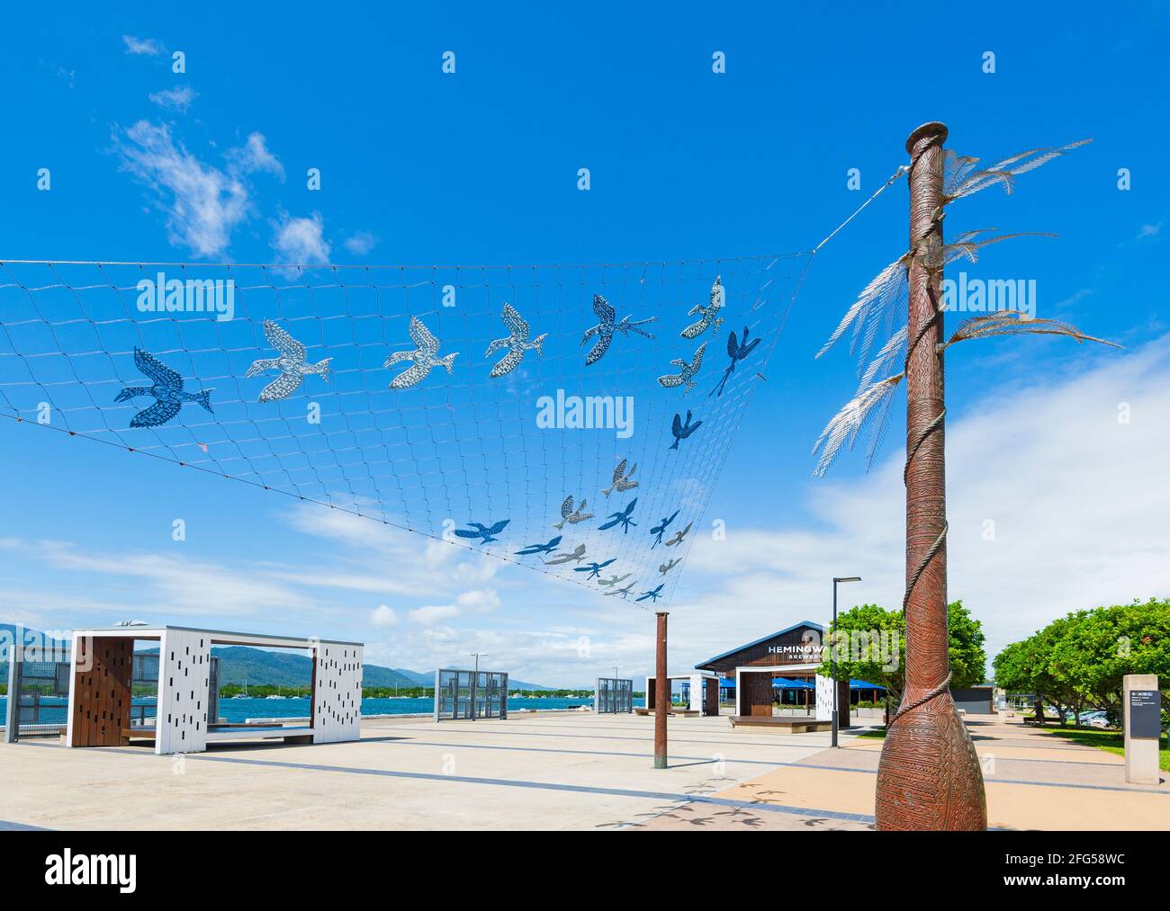 Public art bird sculptures on the Trinity Inlet foreshore, Cairns, Far ...