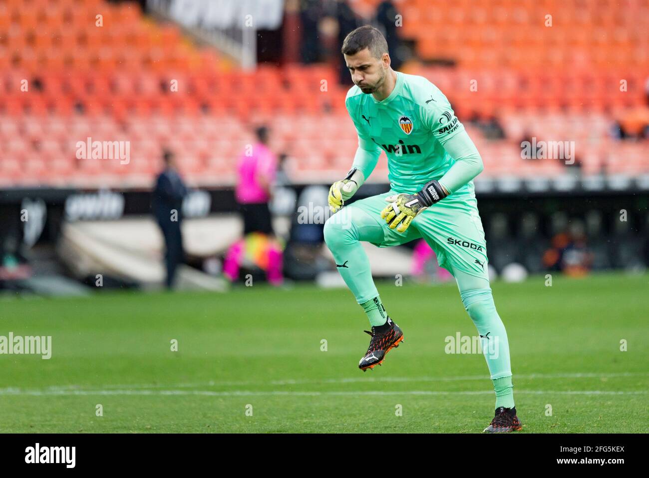 Jaume Domenech of Valencia CF seen in action during the Spanish La Liga ...