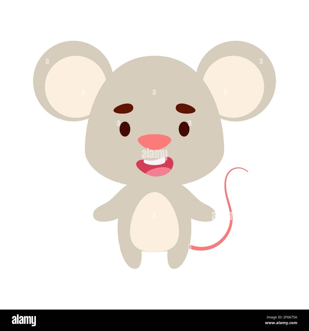 Cute little mouse on white background. Cartoon animal character for ...