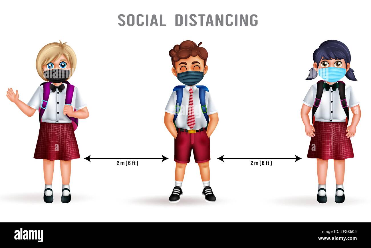 Social distancing student character vector design. Social distancing ...