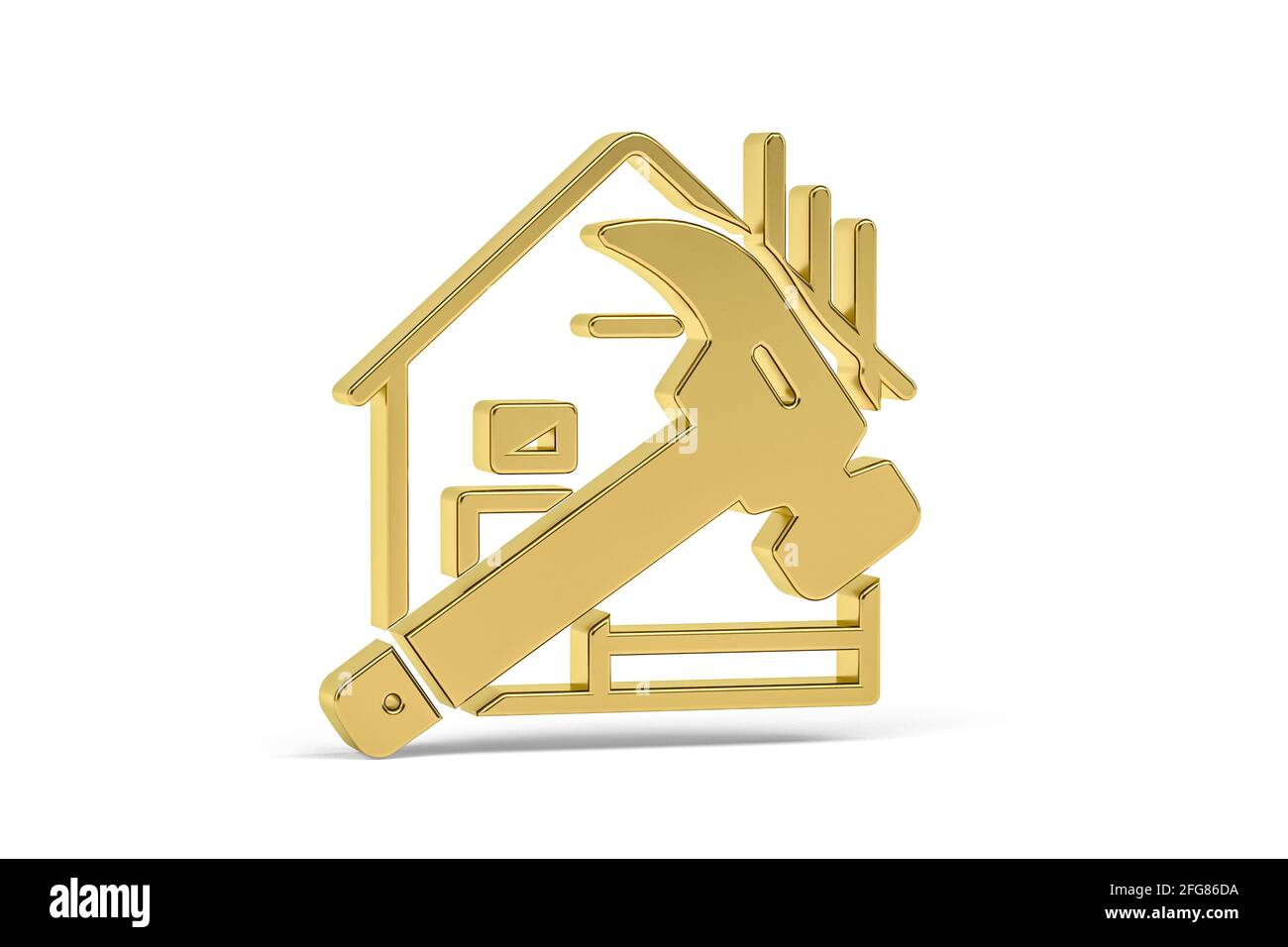 Golden 3d builder icon isolated on white background - 3d render Stock ...