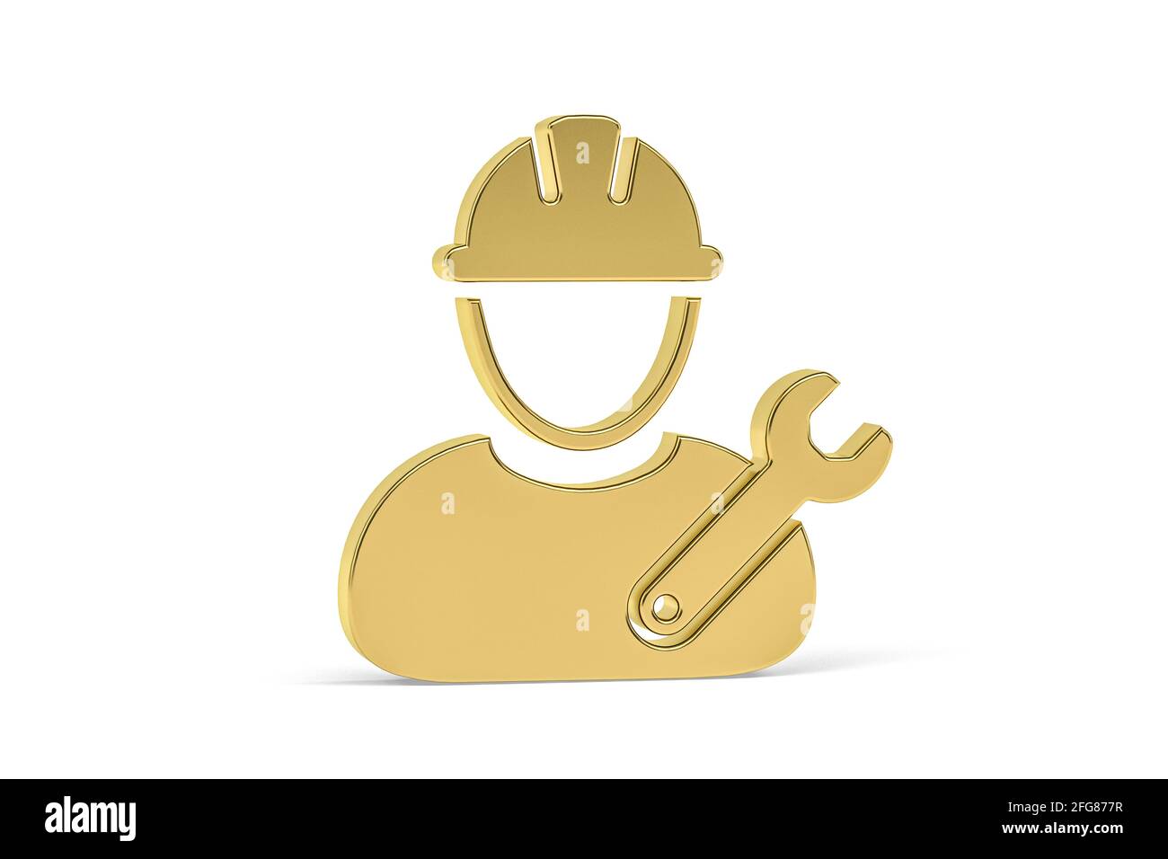 Golden 3d builder icon isolated on white background - 3d render Stock ...