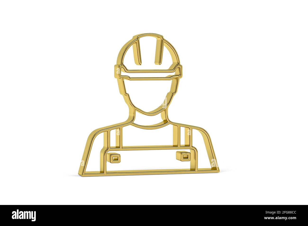 Golden 3d builder icon isolated on white background - 3d render Stock ...