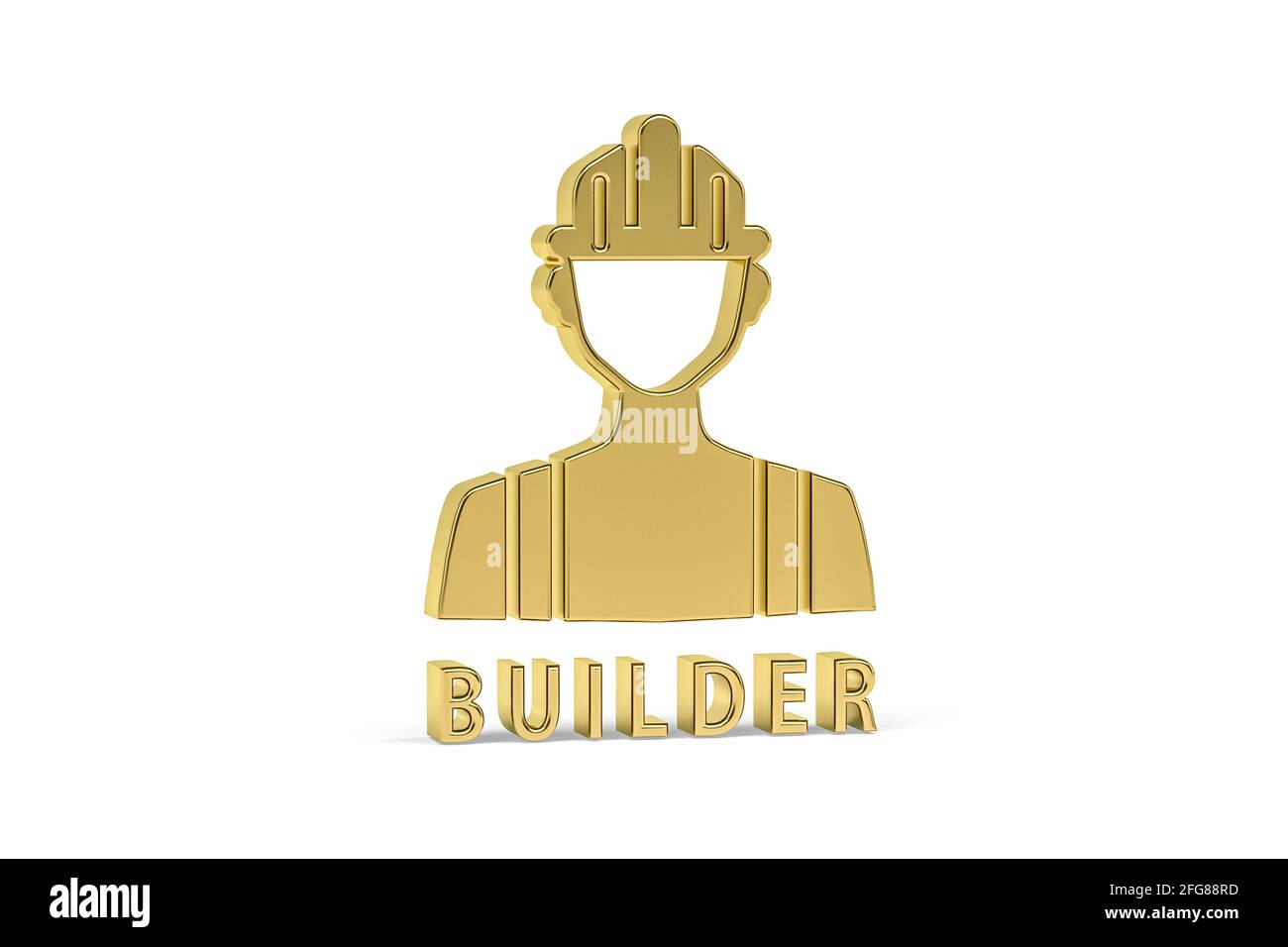 Golden 3d builder icon isolated on white background - 3d render Stock ...
